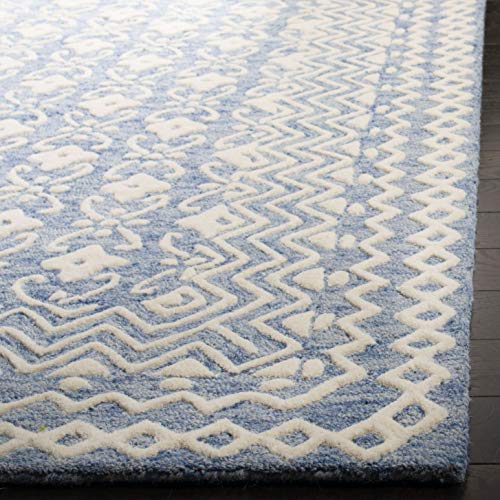 SAFAVIEH Blossom Collection 4' x 6' Blue/Ivory BLM114M Handmade Premium Wool Area Rug