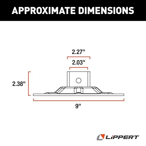 Lippert Hall Effect Ground Control 3.0 Rear Jack Footpad, 9" Diameter, Fits 2" I.D. Tube, Strong Black Powder-Coated Steel Construction, Easy Installation - 362486