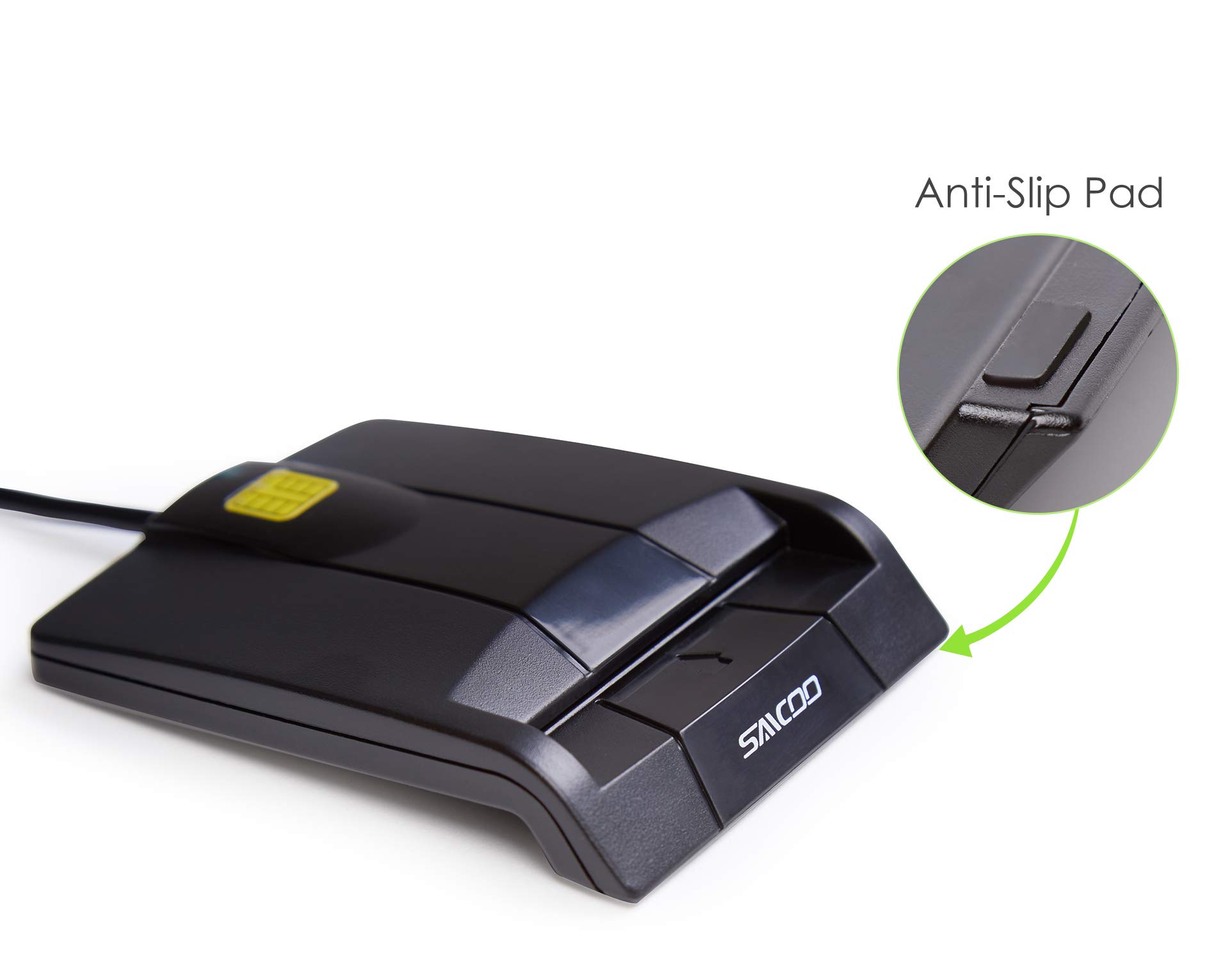 Type C Smart Card Reader Saicoo DOD Military USB-C Common Access CAC Card Reader, Compatible with Mac OS, Win (Don't Support VA PIV Card)