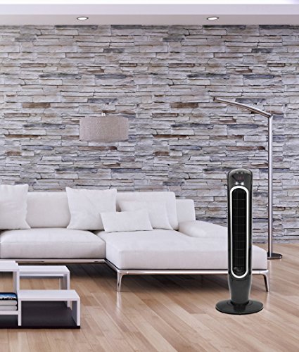 Genesis Powerful 40 Inch 360 Degree Oscillating Tower Fan With Max Air Quiet Technology And Remote, Black (A2TOWERFAN360)