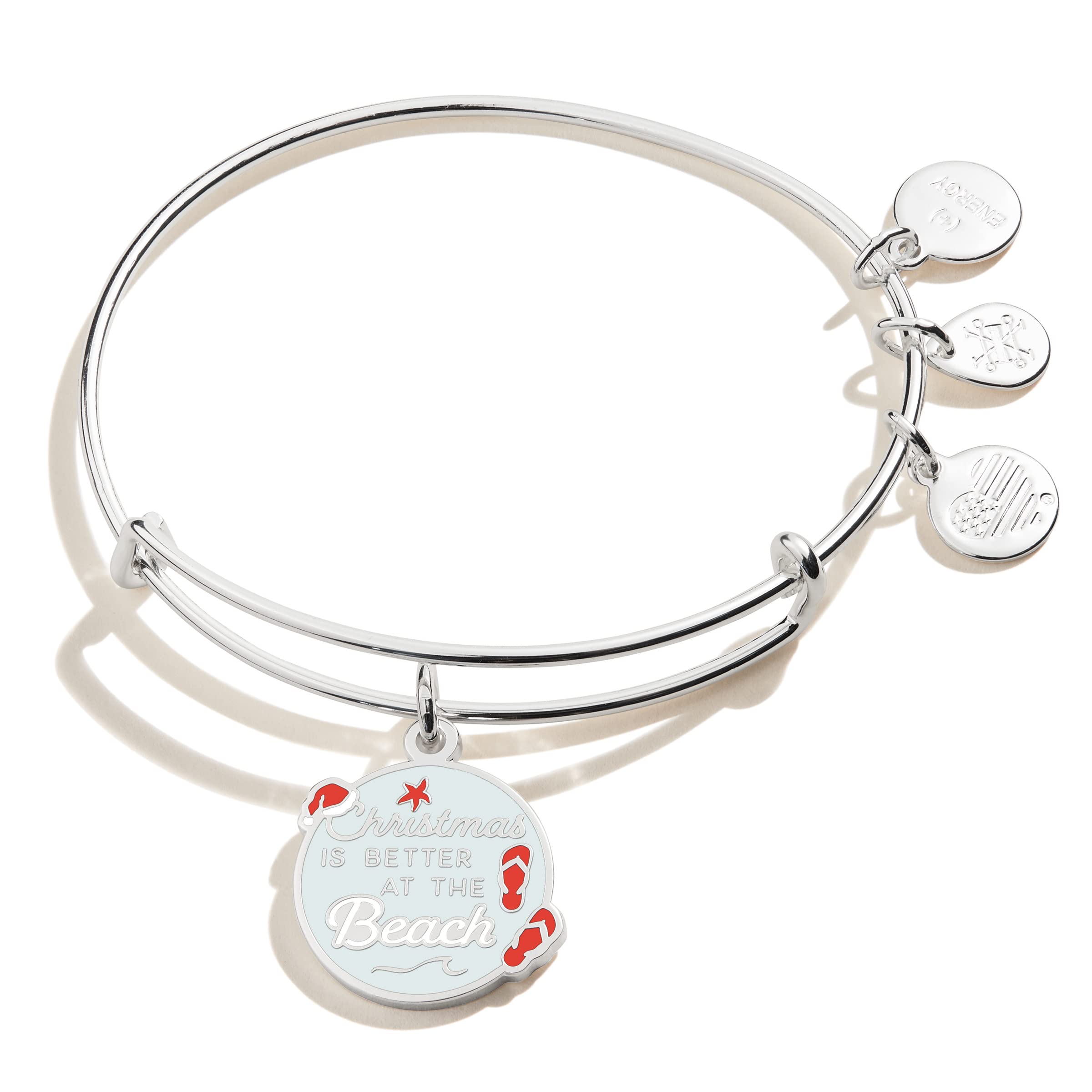Alex and Ani Holiday Expandable Bangle for Women, Sand is the New Snow Charm, Shiny Rose Gold Finish, 2 to 3.5 in