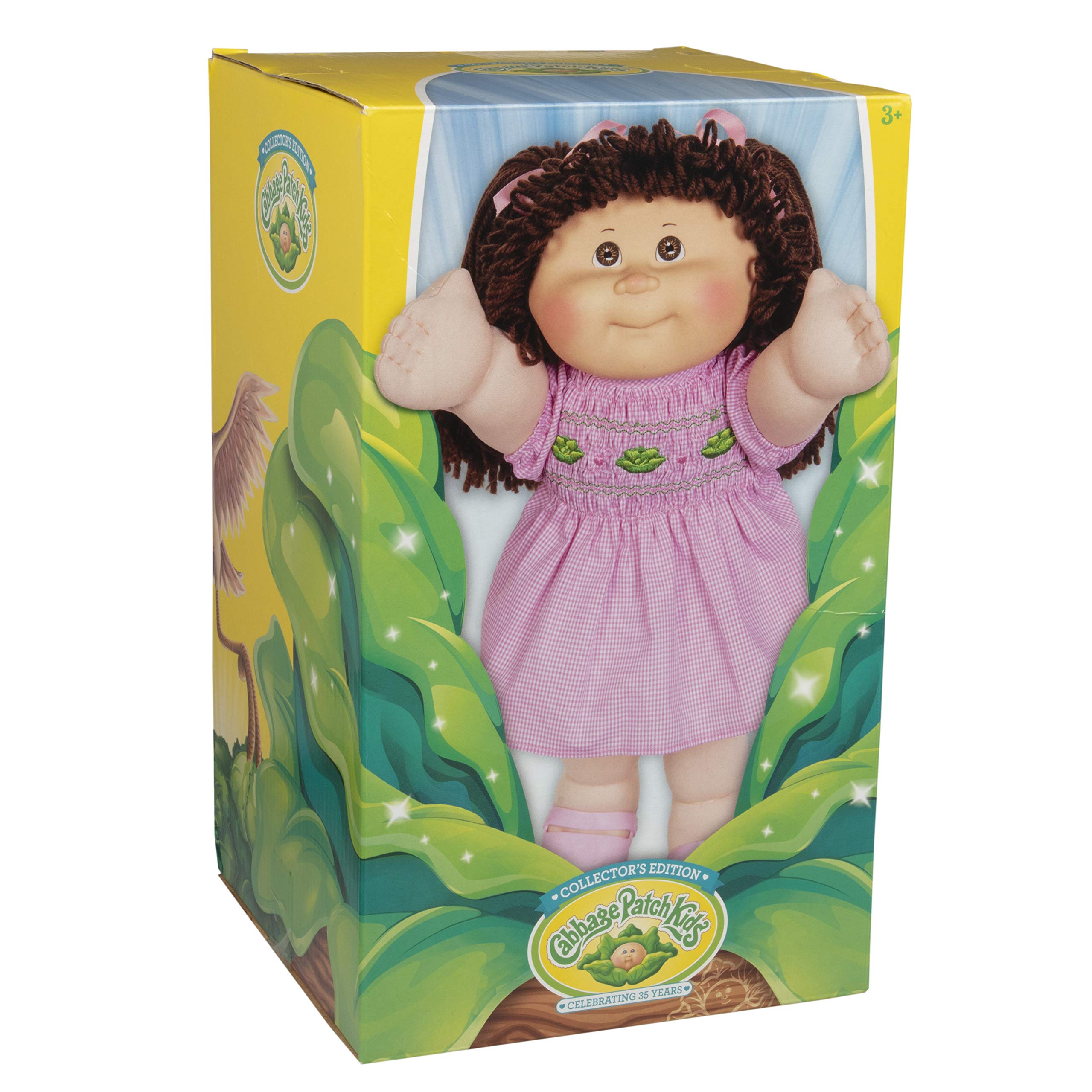 Cabbage Patch Kids Classic Doll with Real Yarn Hair, 16" - Original Vintage Retro Style Adoptable Baby Doll - Officially Licensed - Gift for Girls - Brunette/Brown Eyes