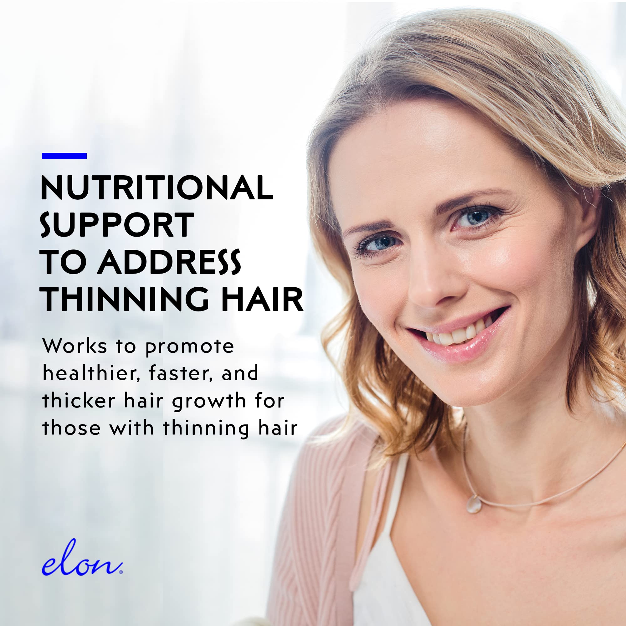 Elon R3 Hair Growth Supplement for Women – Vitamins w/ 5000 mcg Biotin Per Serving & Collagen Peptides for Healthy, Thick Hair – Extra Strength - Extended Release (60 Tablets)