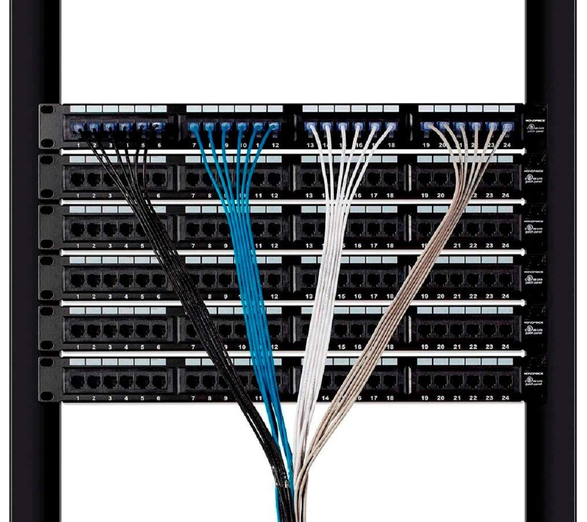 Monoprice Cat6A 20ft Black 5-Pk Patch Cable UTP 30AWG 10G Pure Bare Copper Snagless RJ45 SlimRun Series Ethernet Cable