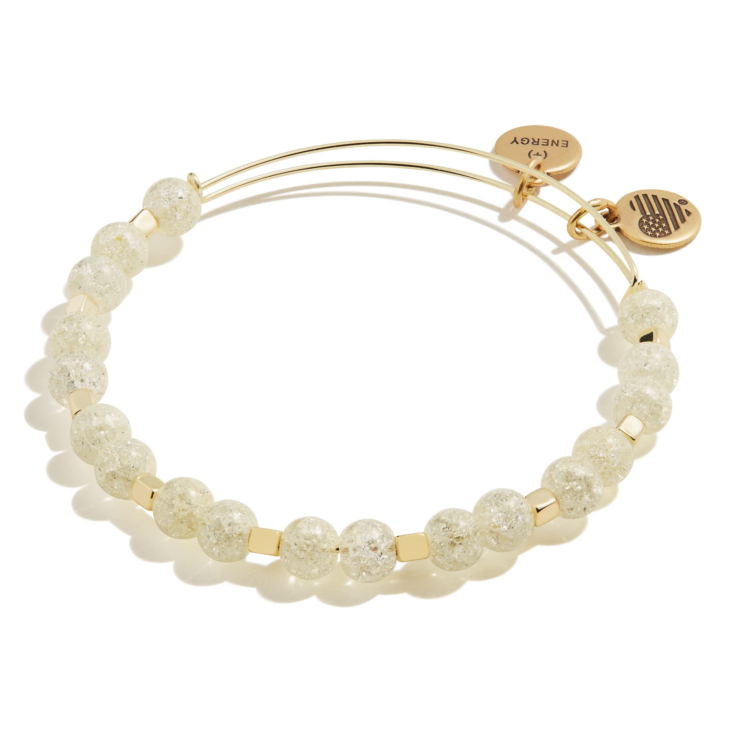 Alex and Ani Spring Celestial Beaded Expandable Bangle for Women, Sunlight Neutral Beads, Shiny Gold Finish, 2 to 3.5 in