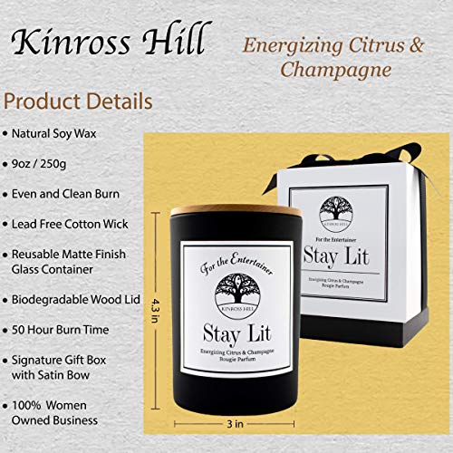 Stay Lit - Citrus & Champagne Scent, Natural Soy Wax Candle, Funny Witty Gift Box for Women Girlfriend Men, Luxury Long Lasting, Aromatherapy, Gag, Joke, Hostess, New Home, House Warming Present, 9 oz