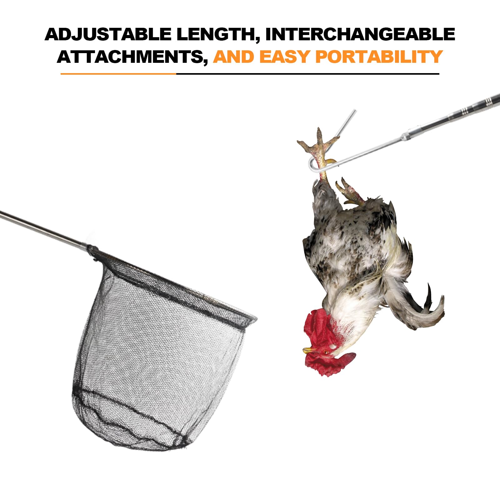 Animal Catch Net Pole Trap Tool Chicken Catcher Leg Hook Catching Kit Animal Control Capture Pole Cat Bird Poultry and Small Animals Trapping Net