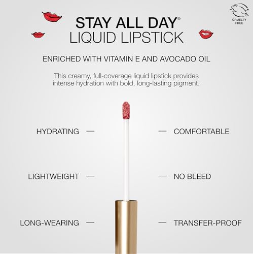 Stila Stay All Day Liquid Lipstick, Matte Long-Lasting Color Wear, No Transfer or Bleed Hydrating & Lightweight with Vitamin E & Avocado Oil for Soft Lips Palermo, .10 Fl. Oz