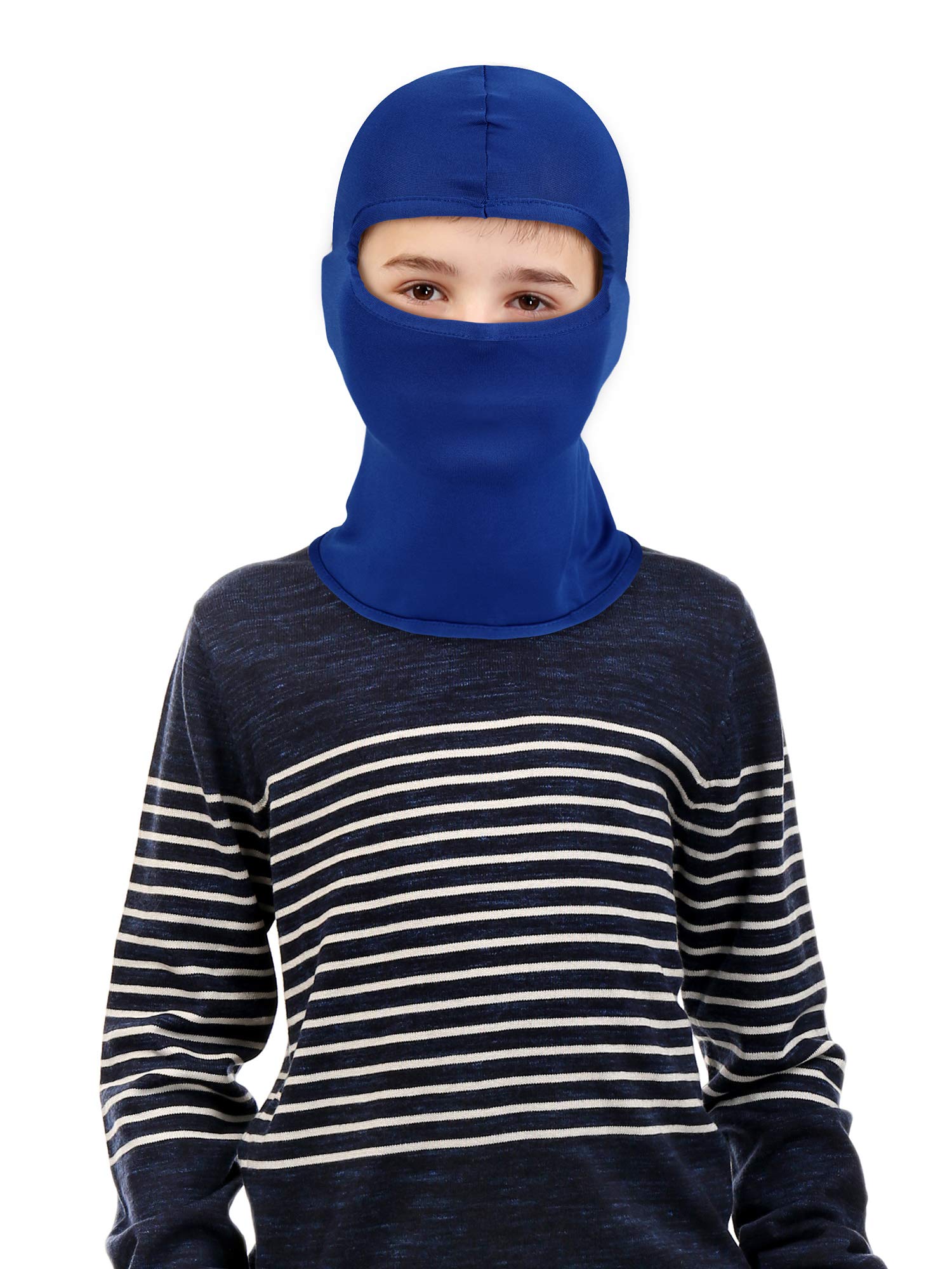 6 Pieces Ski Mask Kids Balaclava Winter Windproof Face Covering Breathable Neck Gaiter for Winter Outdoor Activities (White, Sky Blue, Orange, Dark Blue, Purple, Black, Large)