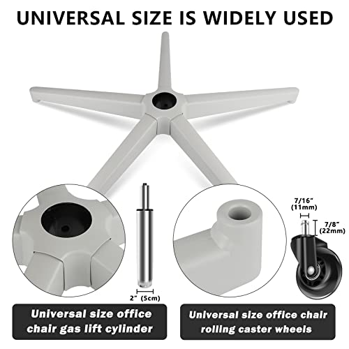 Desk Chair Base Replacement 28 Inch with Reinforced Metal Legs-Chair Bottom Part for Most Chairs, Universal Gas Cylinder and Caster Sockets,Grey