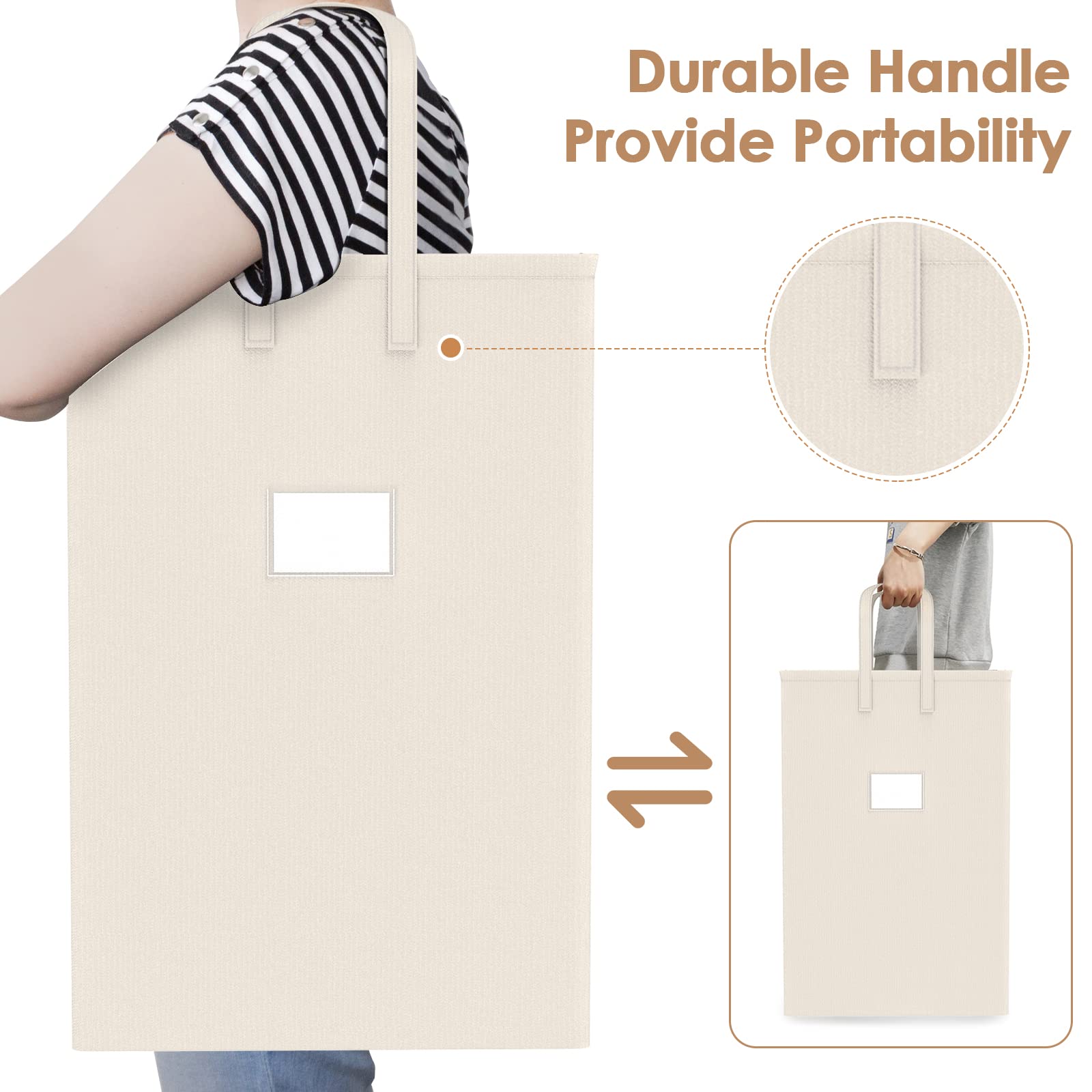 75L Large Laundry Hamper with Handles, Dirty Clothes Hamper for Bedroom Waterproof, Freestanding Tall Laundry Basket Waterproof, Hamper for Bedroom, Bathroom, Dorm, Toys Storage(Ivory)