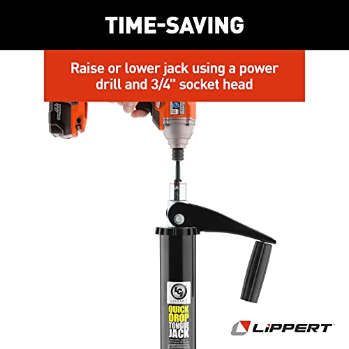 Quick Drop Tongue Jack for A-Frame Travel, Cargo, and Utility Trailers or 5th Wheel RVs