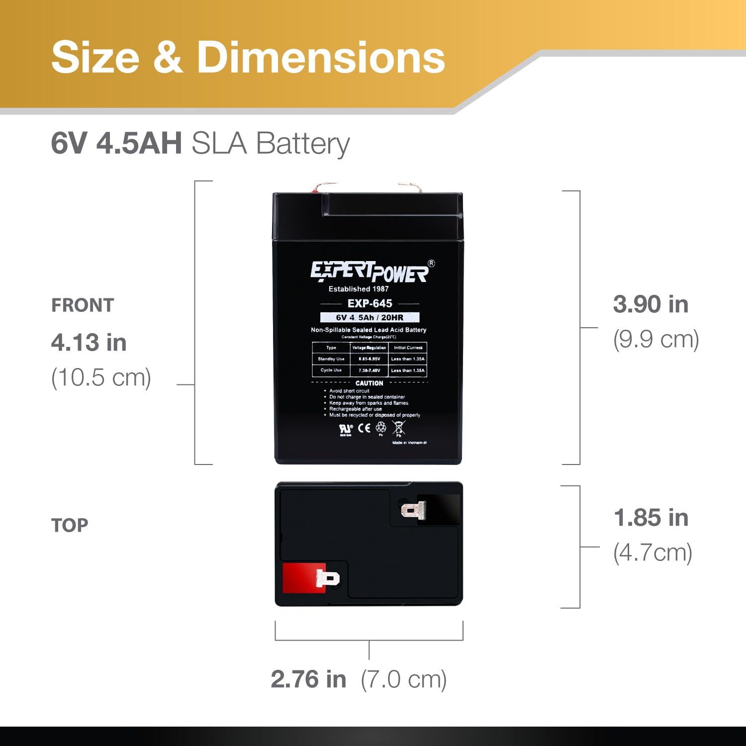 ExpertPower 6 Volt 4.5 Amp Rechargeable Battery (EXP645) - 10 Pack