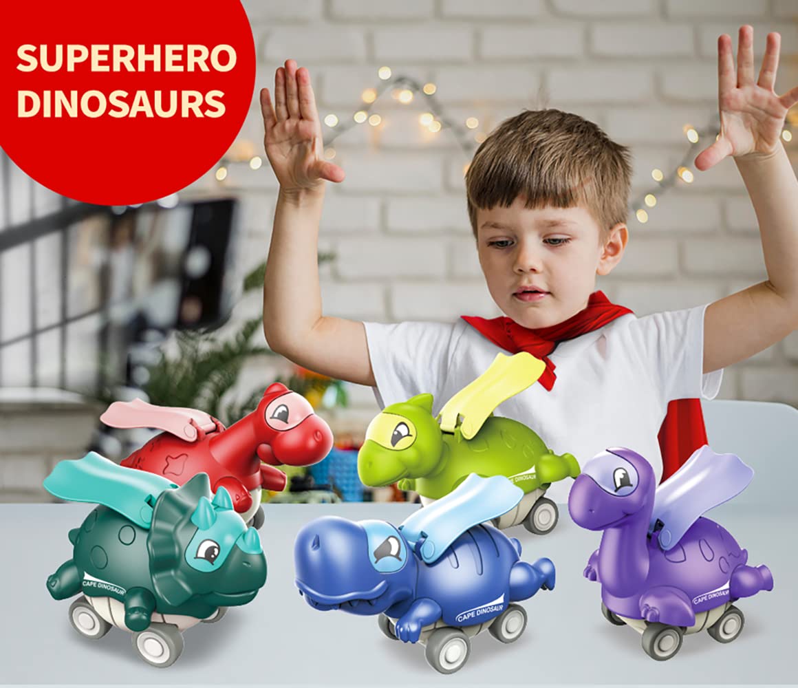 Dinosaur Car Press and Go Toddler Toys Pull Back Vehicles for Boys and Girls Age 3 and Up 5 Pcs Car Race for Kids