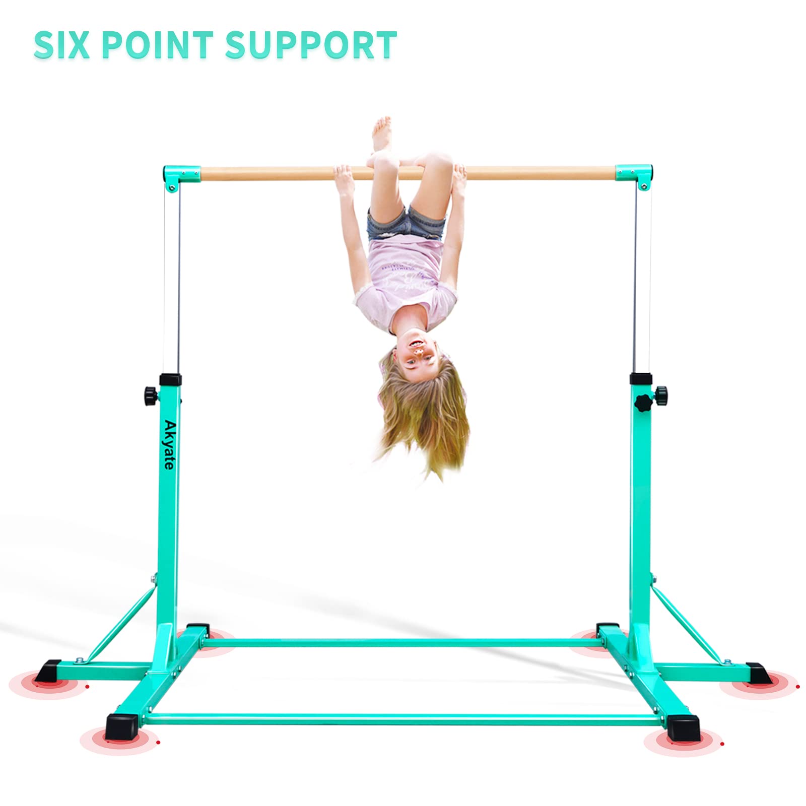 Akyate Gymnastics Bar for Kids, Height Adjustable Gymnastic Horizontal Bar with Scale, Training Kip Bar for Home, Come with a Swing