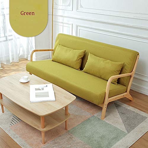 Teerwere Single Sofa Wooden Soft Fabric Couch for Office Living Room,5 Colors Specialties Recliner Chair (Color : Green, Size : 161x78x75cm)