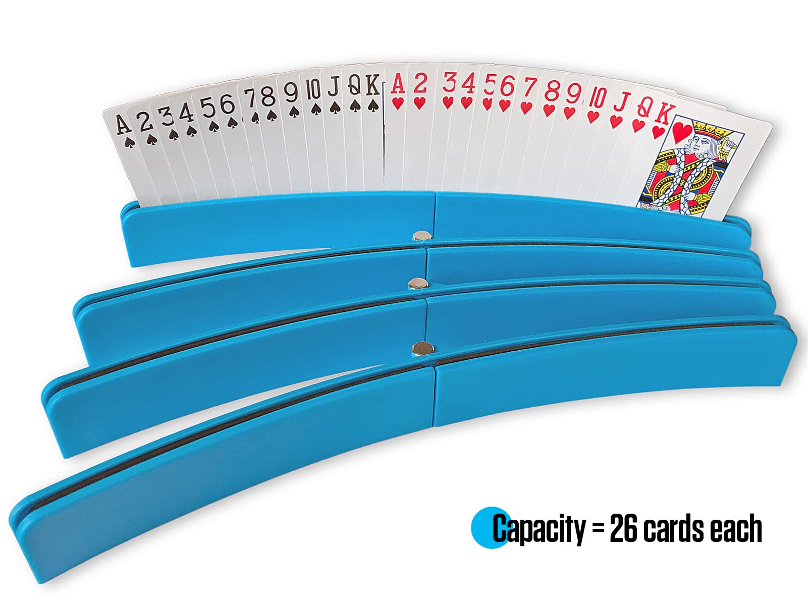 BRADYS HOUSE Card Holder for Playing Cards Foldable 4 Pieces | Plastic Playing Card Holders for Kids Adults & Seniors | 13 Inches Curved Game Card Organizer Holder Racks