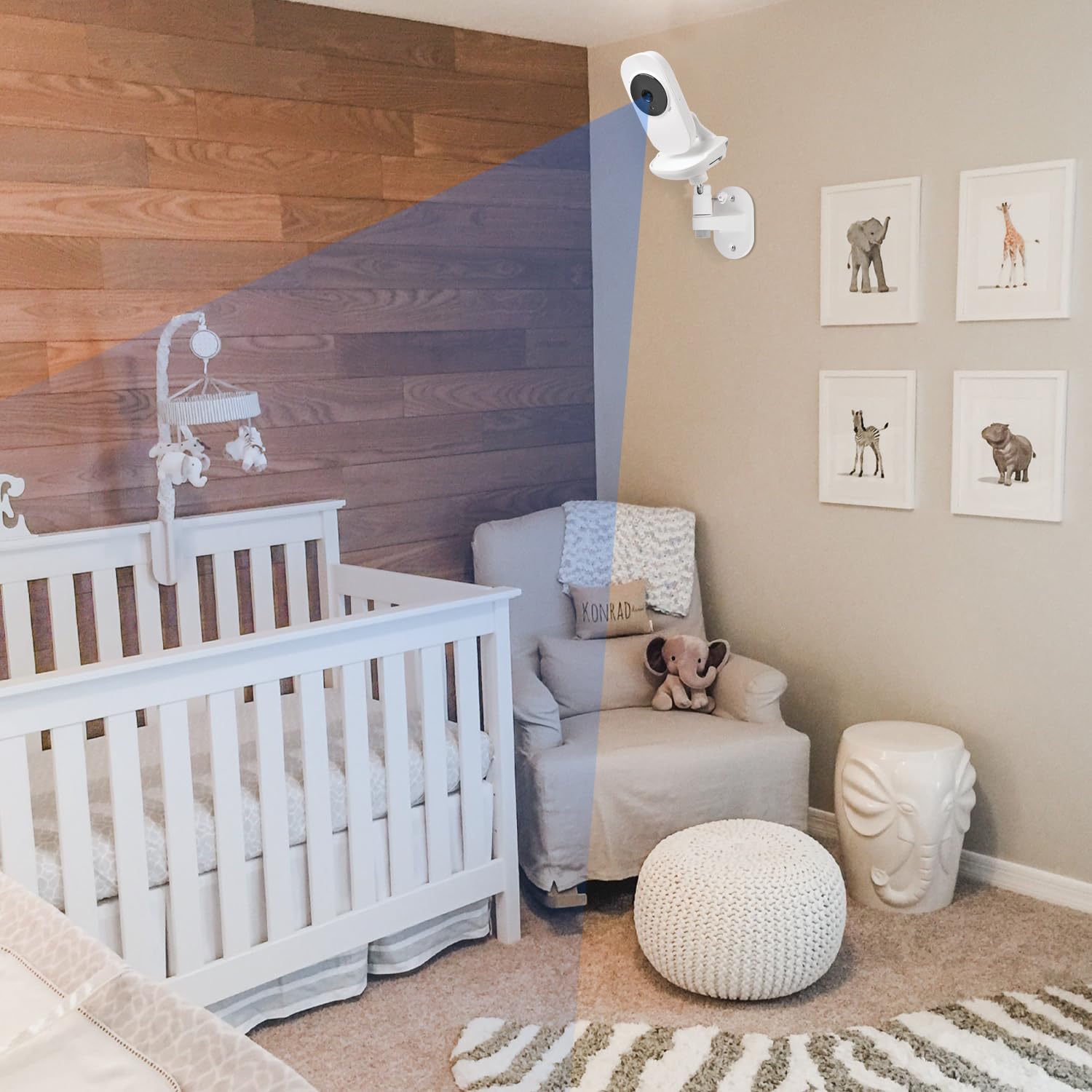 Adjustable Baby Monitor Wall Mount for VTech VM819, Baby Monitor Holder, Indoor Security Camera Mount for Crib Nursery, Perfect View Angle and Easy Installation-White