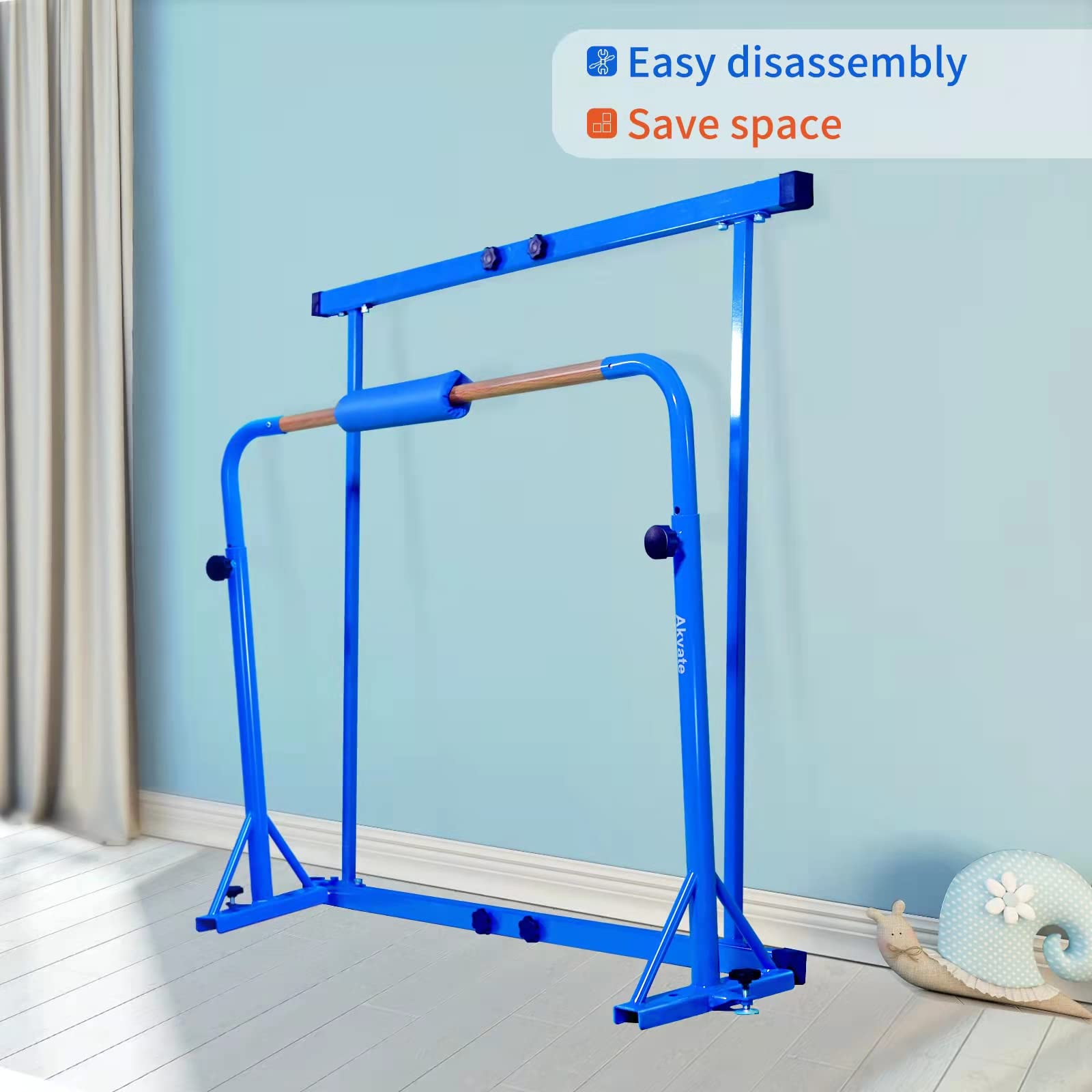Akyate Gymnastics Bar, Expandable Gymnastics Kip Bar, Kip Training Bar for Home, Gymnastic Horizontal Bars (Blue)