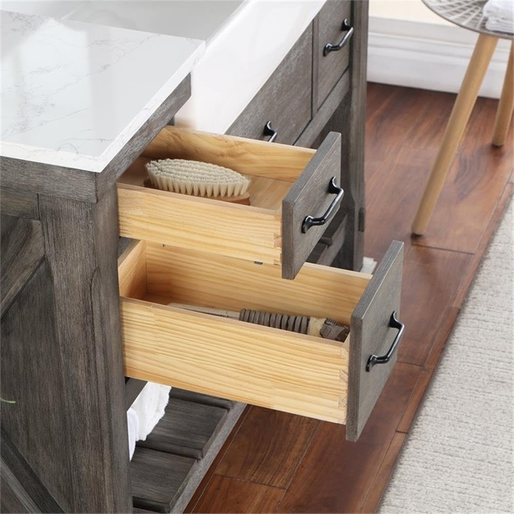 VINNOVA Villareal 48" Single Bath Vanity in Classical Gray with White Farmhouse Basin