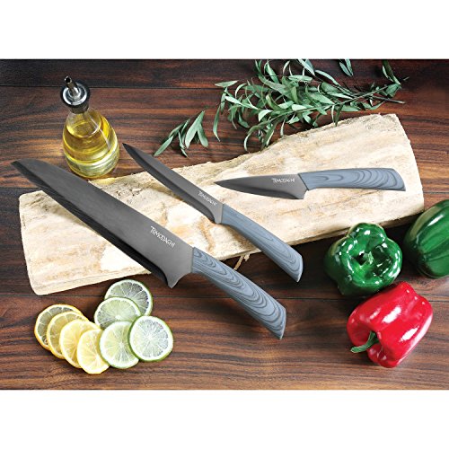 Hampton Forge Tomodachi HMC01A612C Raintree Ash โ 3 Piece Knife Set with Matching Blade Guards