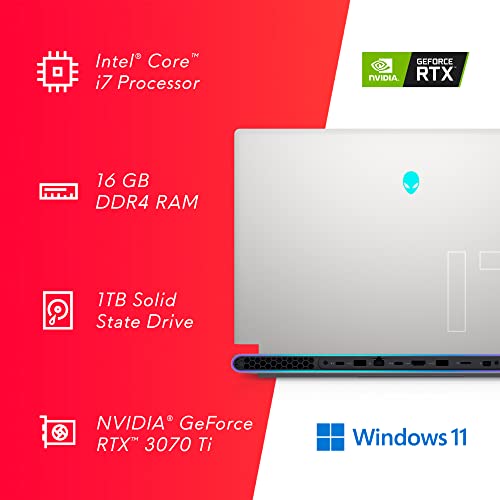 Alienware X17 R2 VR Ready Gaming Laptop - 17.3-inch FHD 360Hz 1ms Display, Core i7-12700H, 16GB RAM, 1TB SSD, NVIDIA GeForce RTX 3070Ti 8GB GDDR6, Bluetooth, Wi-Fi 6, USB-C, Windows 11 Home - White