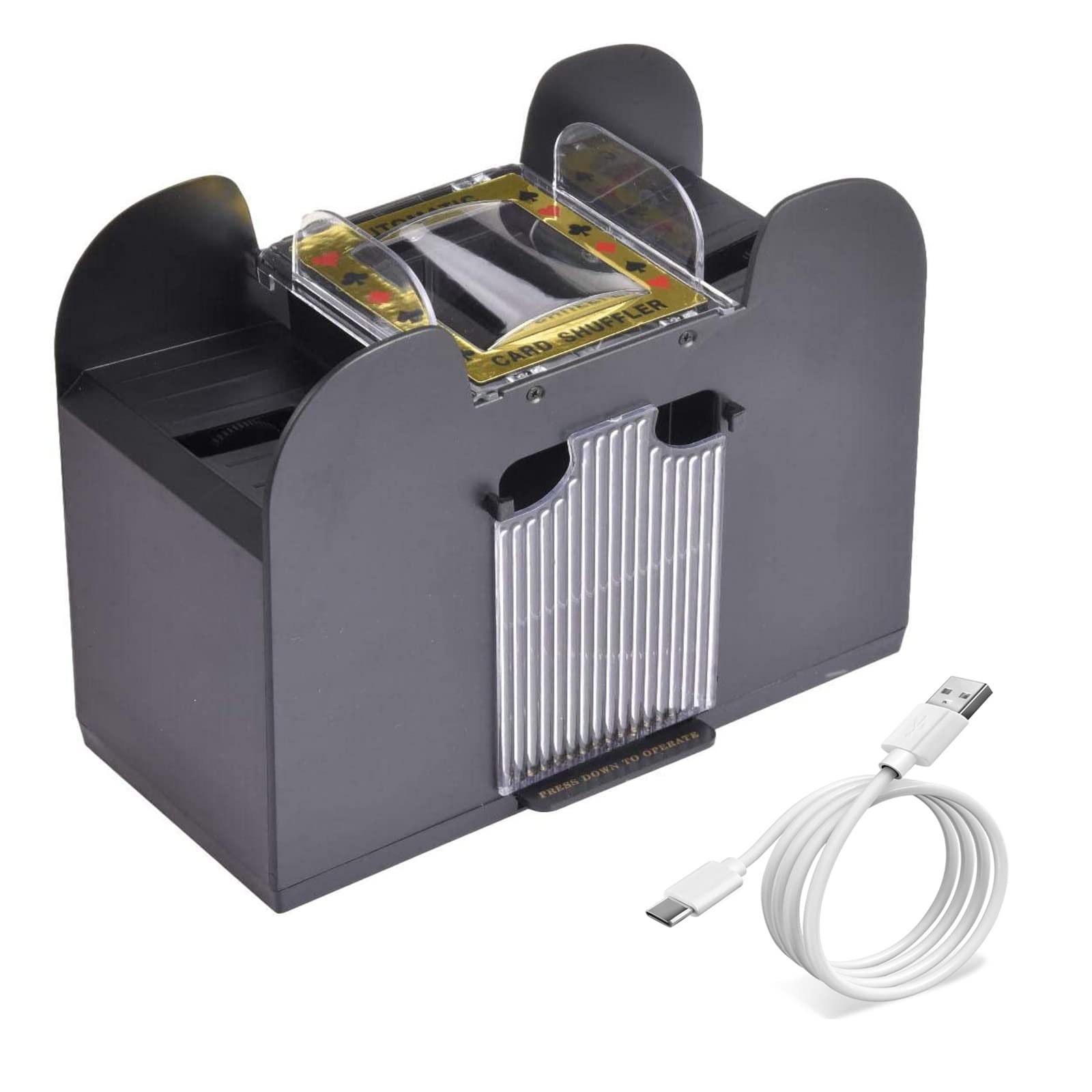 Diolusus Automatic Card Shufler, Electronic Casino Poker Card Shuffling Machine,2 Deck Poker Card Shuffling Machine Battery, Card Playing Tool for Home Party with USB Line (1-2 Decks)