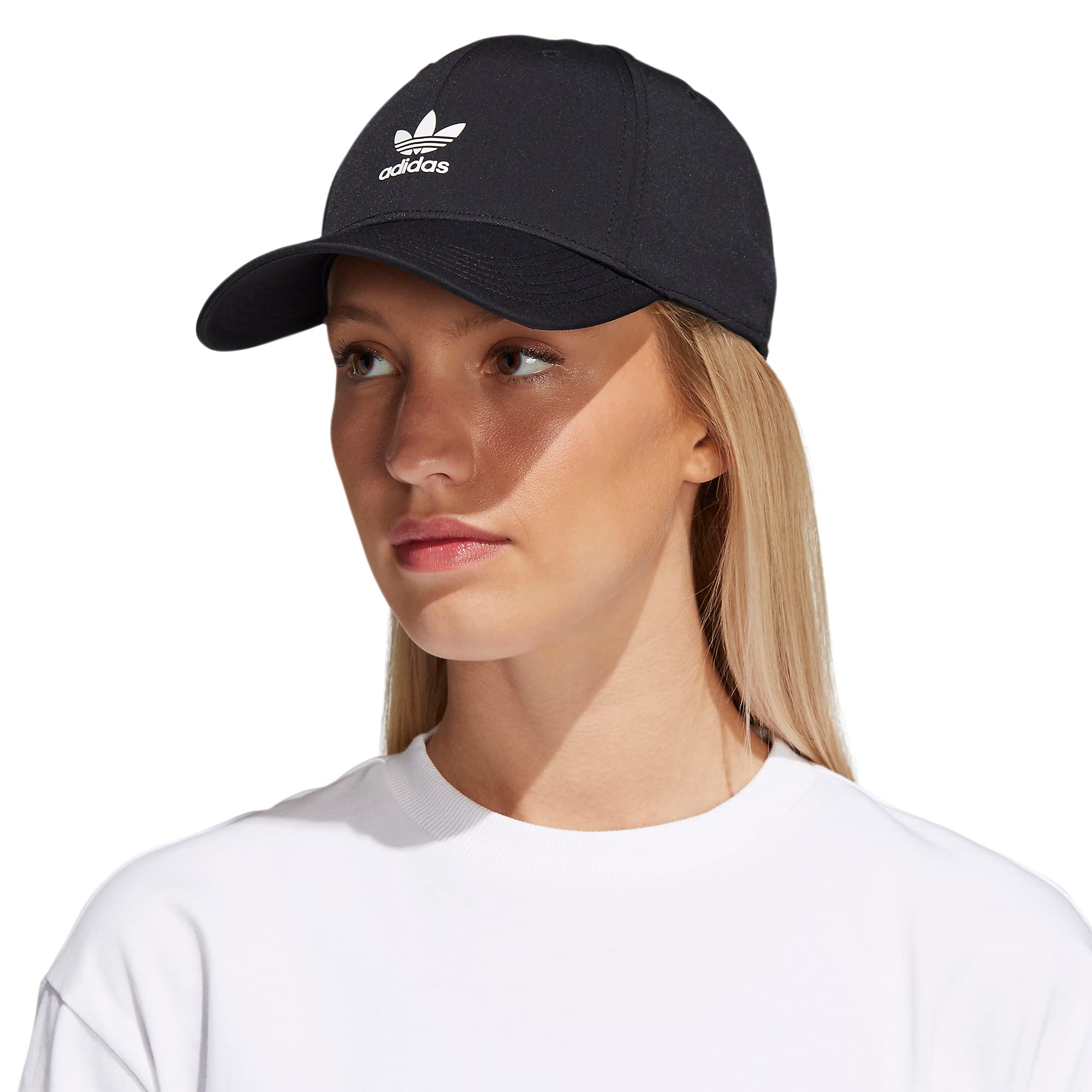 adidas Originals Women's Backless Ponytail Hat Adjustable Fit Baseball Cap, Black/White, One Size