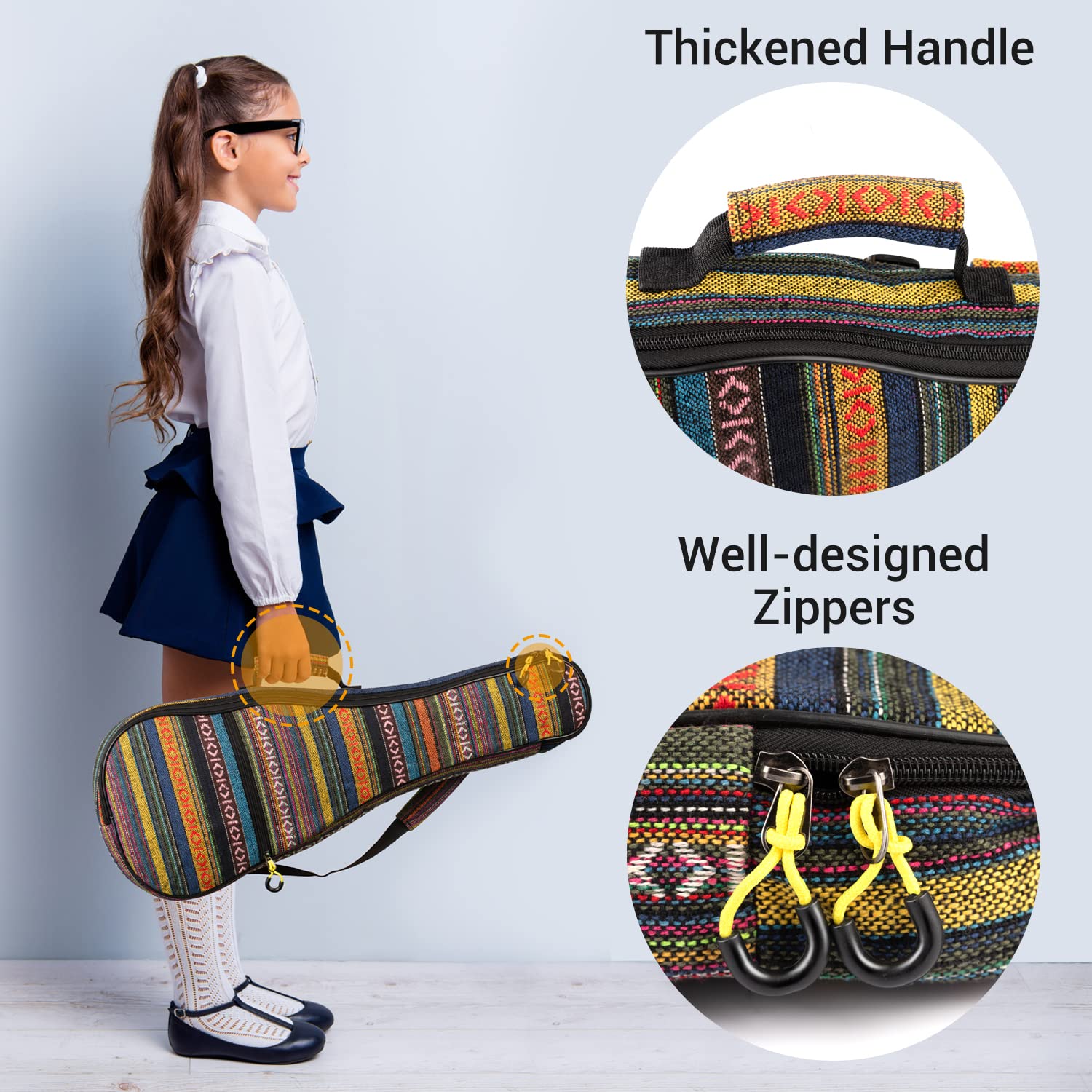 CAHAYA Ukulele Bag Soprano Ukulele Case 21 Inch Soft 0.35 Inch Thick Padded with Adjustable Straps