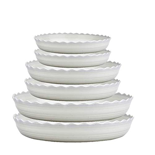 YUANAIYI 6 Packs Wave Plant Saucer - Plastic Flower Pot Drip Trays/Durable Heavy Duty White Plant Tray for Indoor and Out Door Plant(6/8/10 inch)