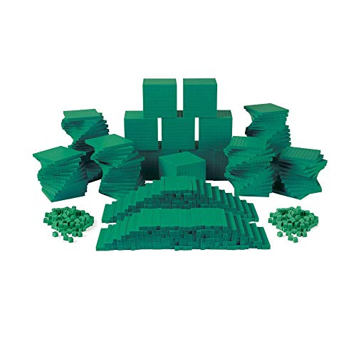 hand2mind Green Foam Base Ten Blocks Complete Set, Place Value Blocks, Counting Cubes for Kids Math, Base 10 Math Manipulatives for Kids, Kindergarten Homeschool Supplies (Set of 1610)