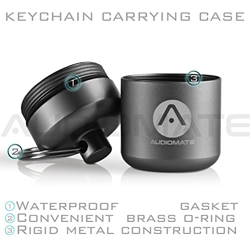 Audiomate High-Fidelity Earplugs with Metal Keychain Carry Case and 2 Interchangeable Earbuds Comfortable Soft Silicone HiFi Noise Attenuating Ear Plugs for Musicians, Concert, Sleeping & More