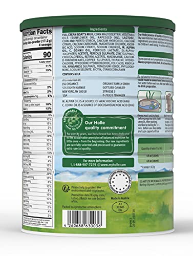 Holle Non-GMO - European Whole Goat Milk Toddler Drink - with DHA for Healthy Brain Development - 1 Year & Up