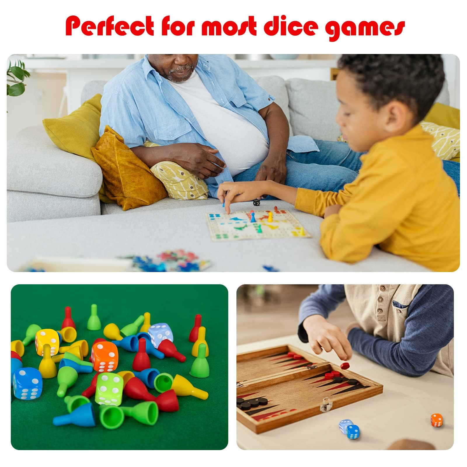 6 Sided Dice Set 10 Colors 16mm Acrylic Game Dice for DND, MTG, RPG, Tenzi, Yahtze, Bunco, Table Borad Games, Math Teaching (100 Pieces 10 Colors)