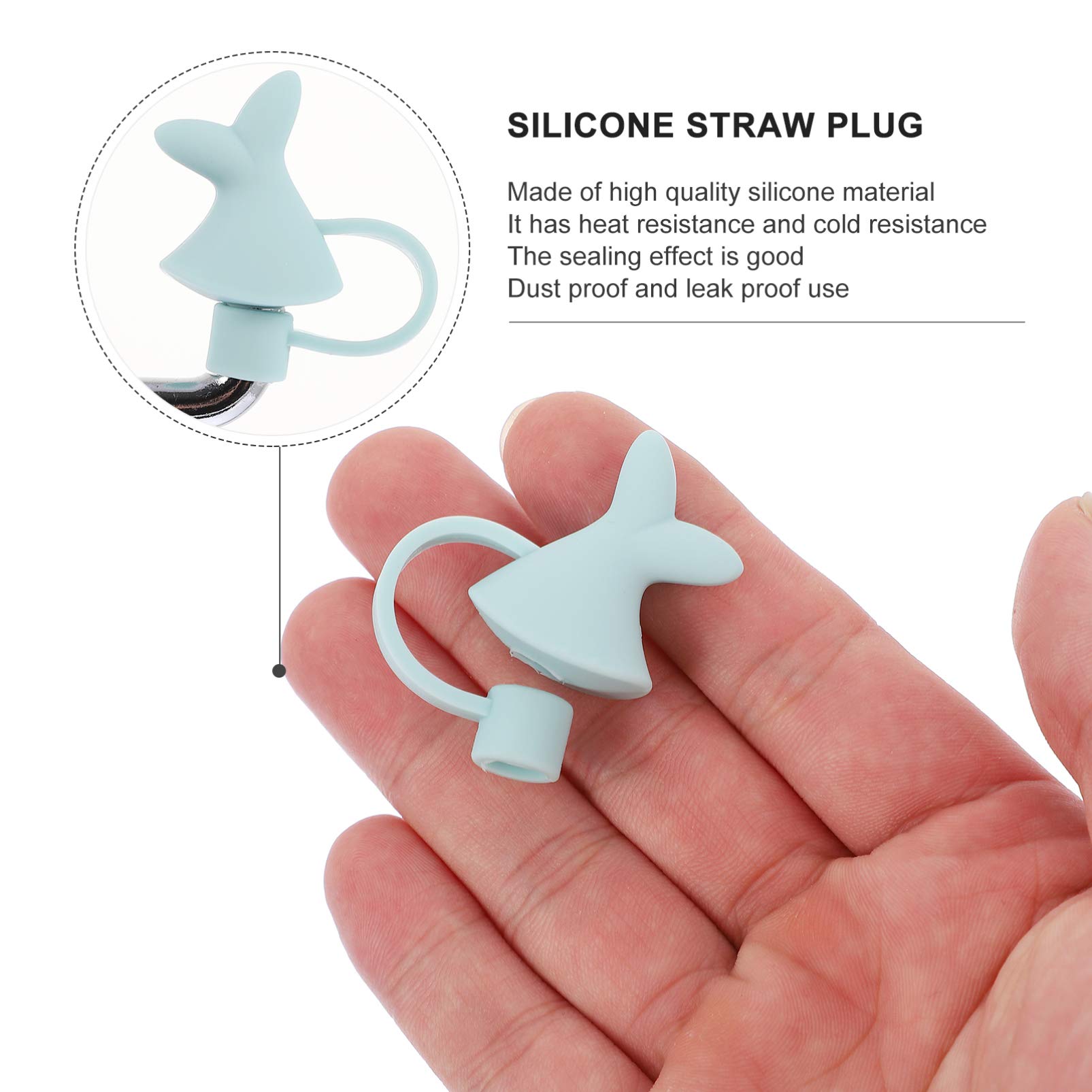 Amosfun 6Pcs Silicone Straw Tips Cover Cute Straw Cover Cap Straw Toppers Dolphin Tail Straw Cap Cover Straw Plug for Drinking Straws Party Gifts