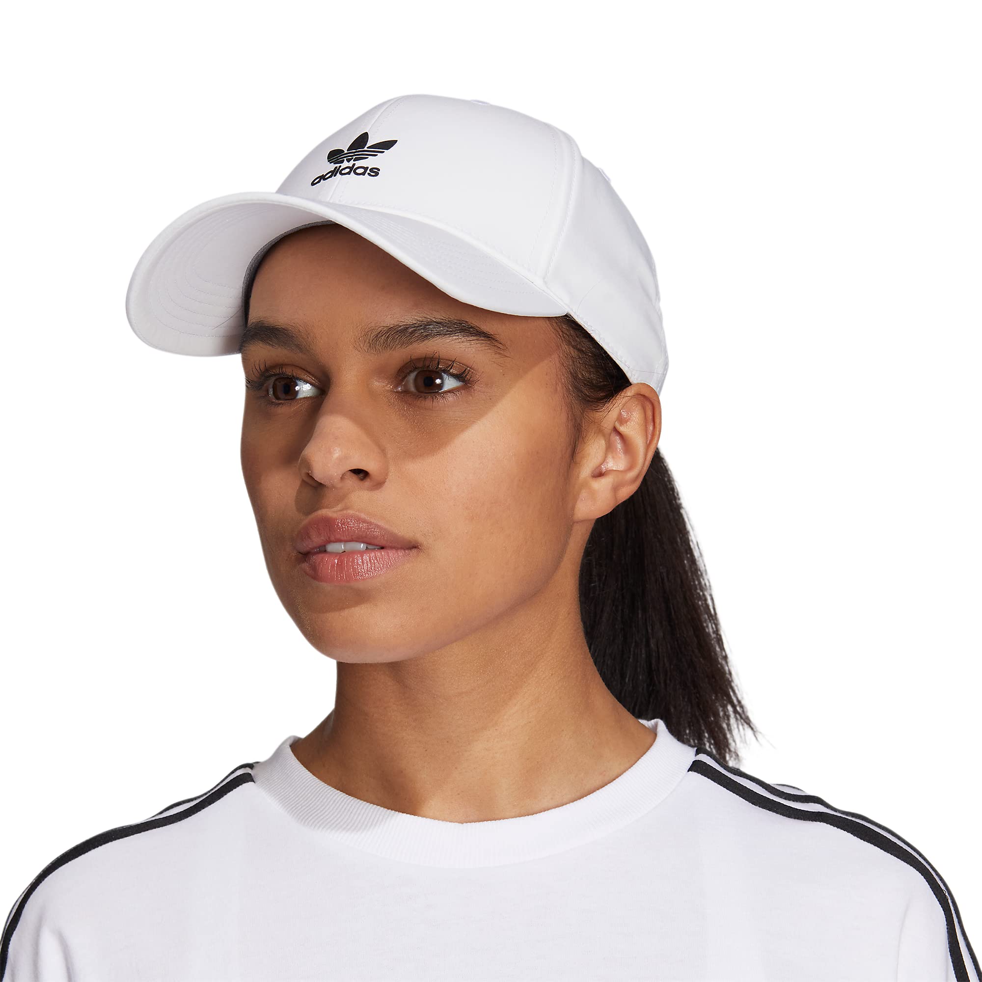 adidas Originals Women's Backless Ponytail Hat Adjustable Fit Baseball Cap, White/Black, One Size