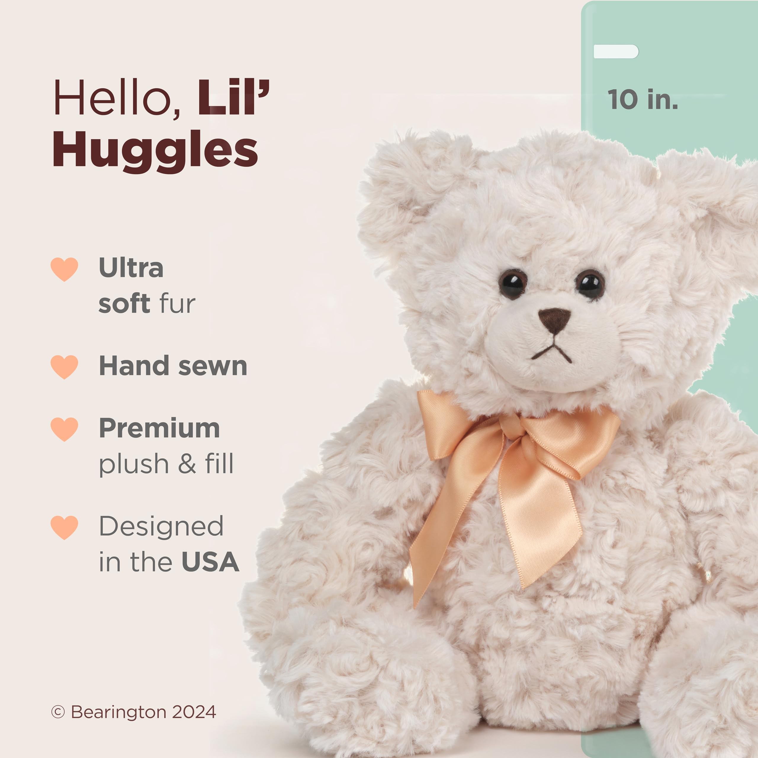 Bearington Lil' Huggles, 10 Inch White Teddy Bear Stuffed Animal, Makes a Great Gift for Birthday, Anniversary, Holiday, or Graduation