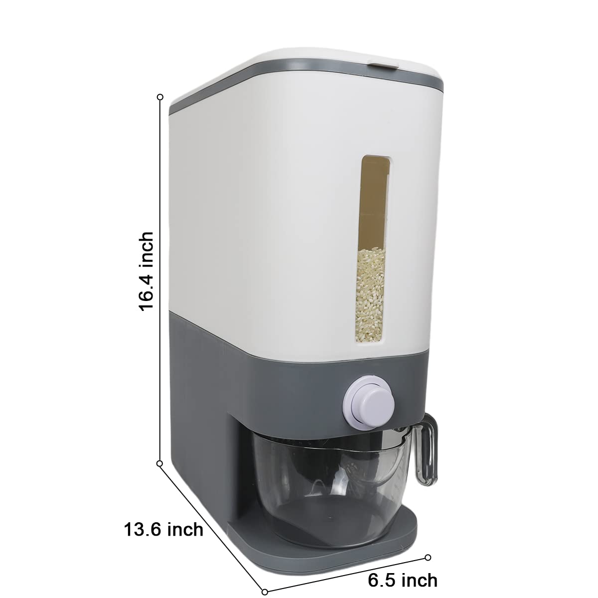 J-hong 25 Lbs Rice Dispenser, Large Grain Container Storage with Lid Measuring Cylinder Moisture Proof Household Cereal Dispenser Bucket for Kitchen wide range of grains