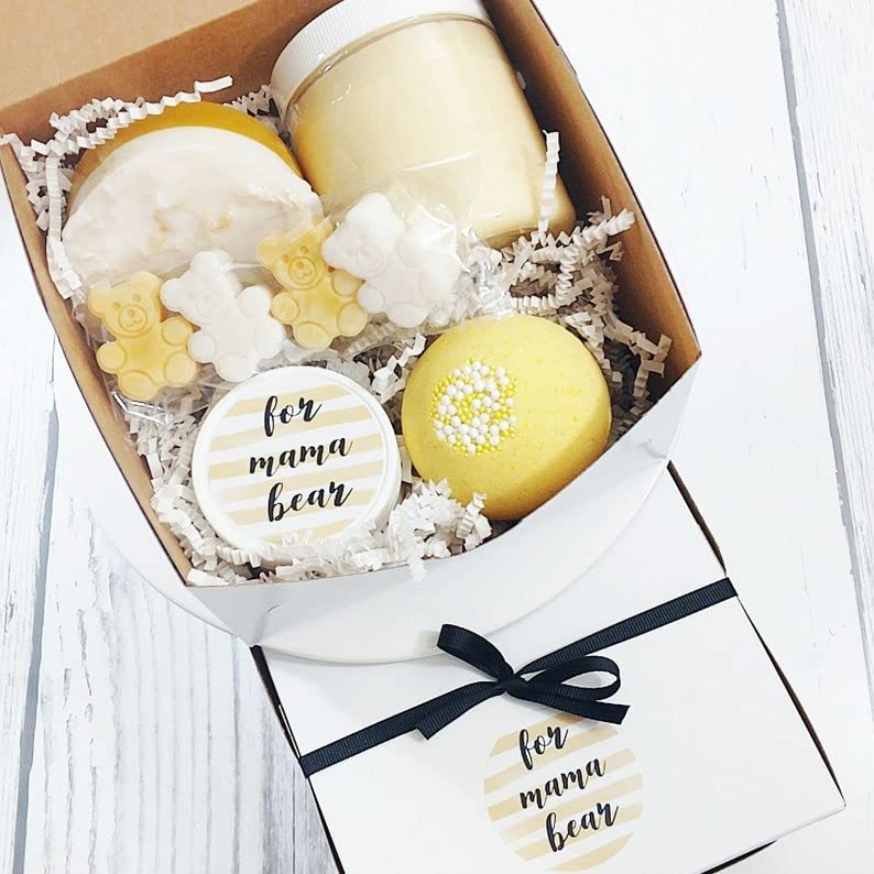 Mama Bear Spa Gift Set. Baby Shower Gifts for New Moms. Pampering Boxed Set for Mothers to Be