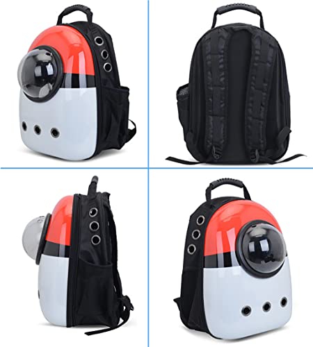 Enkarl Cat Carrier Backpack, Pet Backpack Bubble Rucksack Front Pack for Cat Puppy Dog Capsule Space Backpack, Pet Carrier for Travel Hiking Walking Camping. (Red and White)