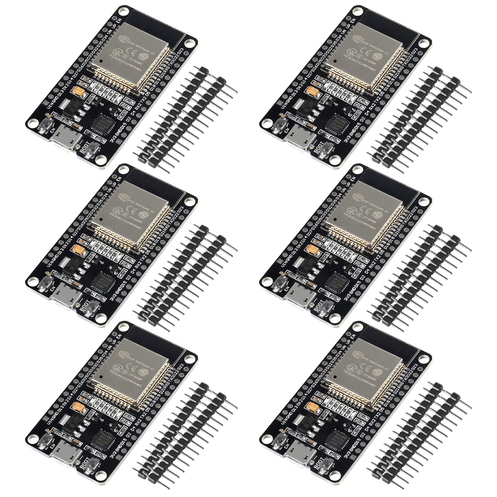 6pcs ESP32 ESP-WROOM-32 30Pin ESP-32S Development Board 2.4 GHz Dual Core WiFi Bluetooth Wireless Board Module Microcontroller
