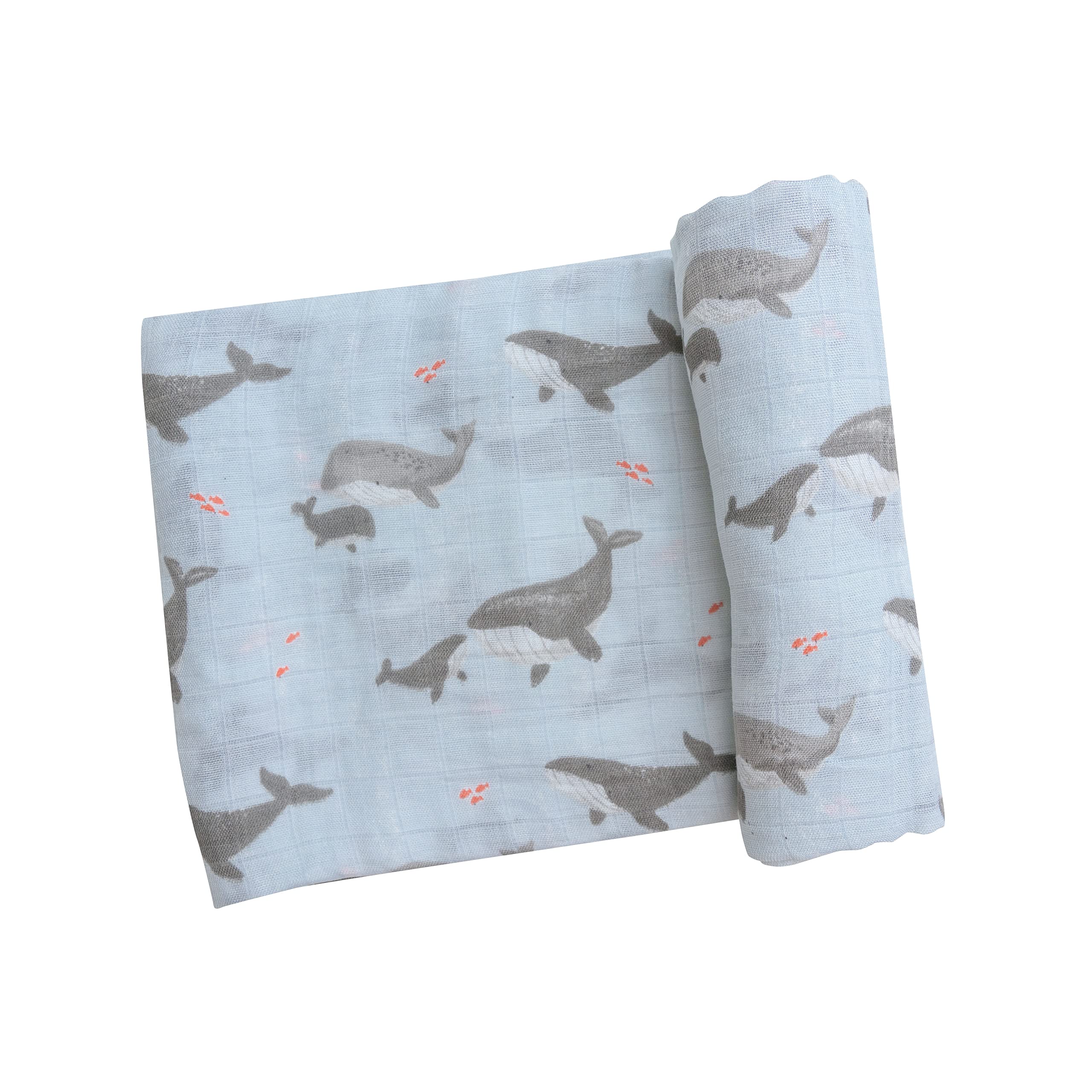 Angel Dear Grey Whales/Blue Swaddle Blanket 45X45