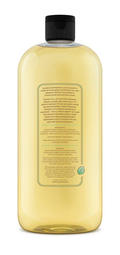 Quinn's Pure Castile Organic Liquid Soap, 32 ounce (Peppermint)