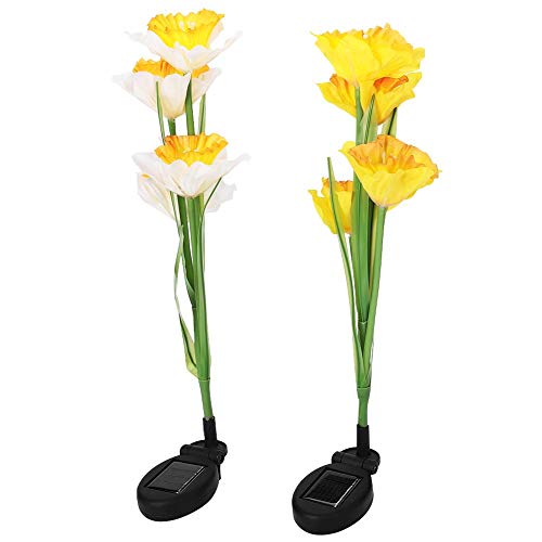 Alinory Lights, Outdoor Solar Powered LED 4 Daffodil Yellow Flowers Lights Lamp for Garden Patio Backyard Decoration Home