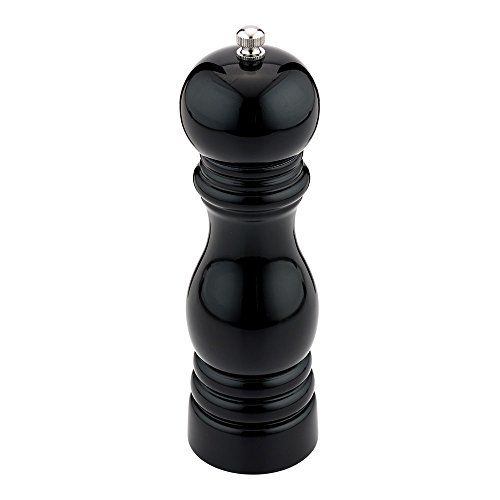 Restaurantware 7.5-IN Classic French Pepper Mill: Perfect for Restaurants, Cafes, & Catered Events - Adjustable Coarseness Pepper Grinder - High Gloss Black Environment-Friendly Rubberwood - 1-CT