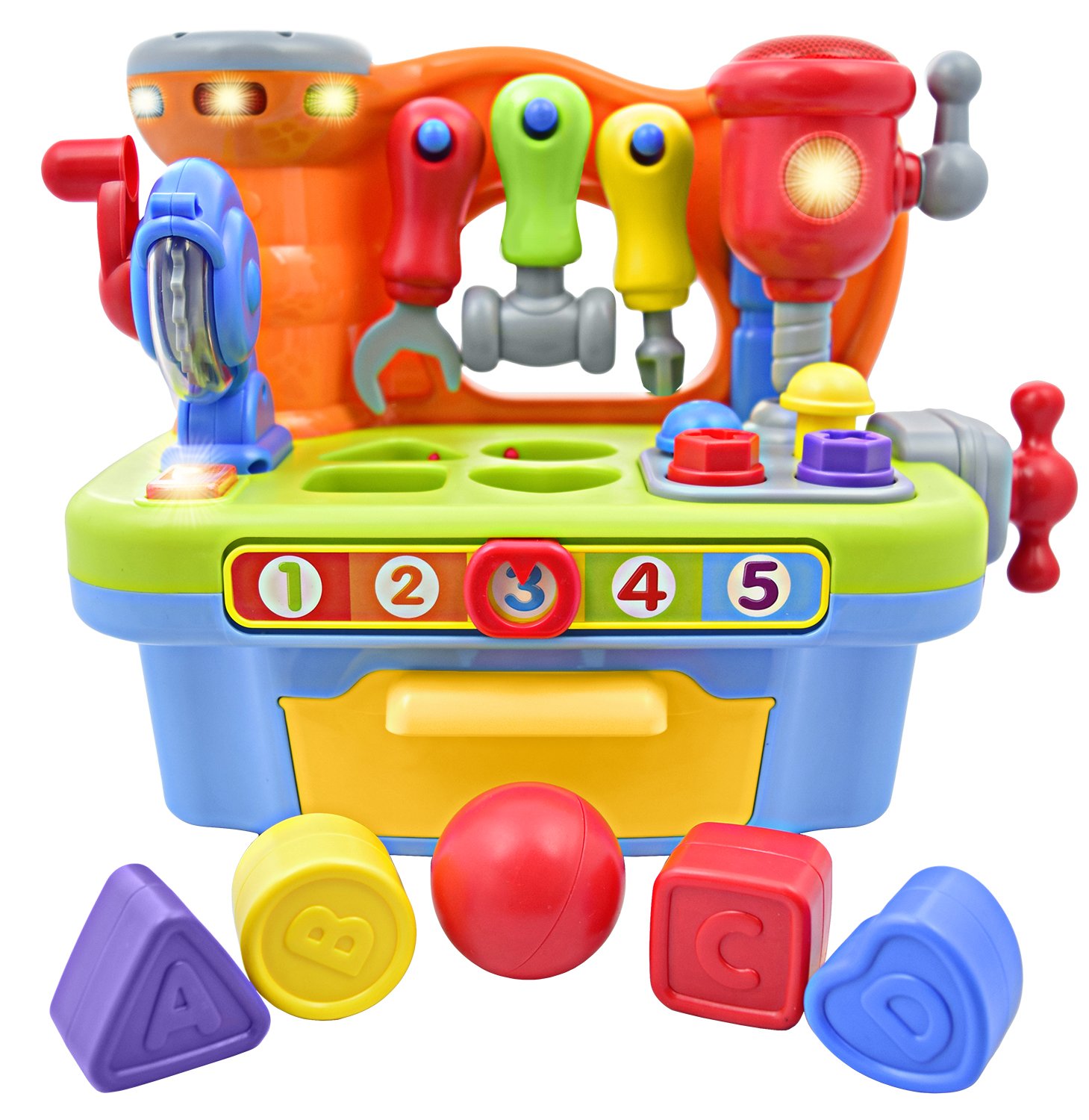 CoolToys Toddler Toy Workshop Playset with Interactive Sounds and Lights, Kids Educational Toy for Learning Colors, Shapes, Numbers, and Alphabet