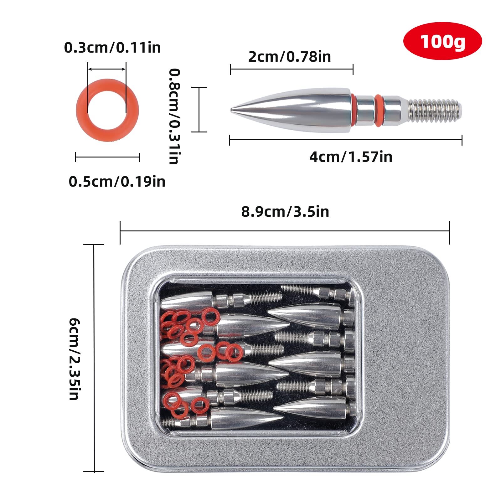 Alinbehbs Field Points Arrowheads 100 Grain Field Points, Stainless Steel Archery Field Points, Screw in Archery Field Points Tips (1 Dozen 12PCS)