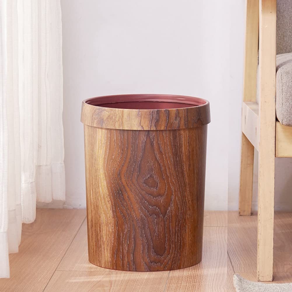 STACEY Retro Wood Grain Trash Can Household Living Room Kitchen Trash Can