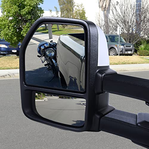 Spec-D Tuning Chrome Power Heated Telescoping Tow Mirrors LED Signal Compatible with Ford F150 2007-2014