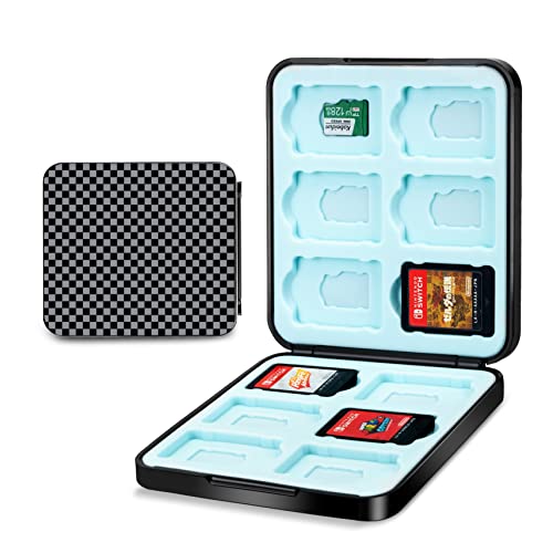 Accevo Nintendo Switch Game Case [12 Card Slots] Switch Game Holder, SHOCKPROOF & PORTABLE Switch Cartridge Case with Magnetic Closure/Hard Shell/Soft Lining (Black)
